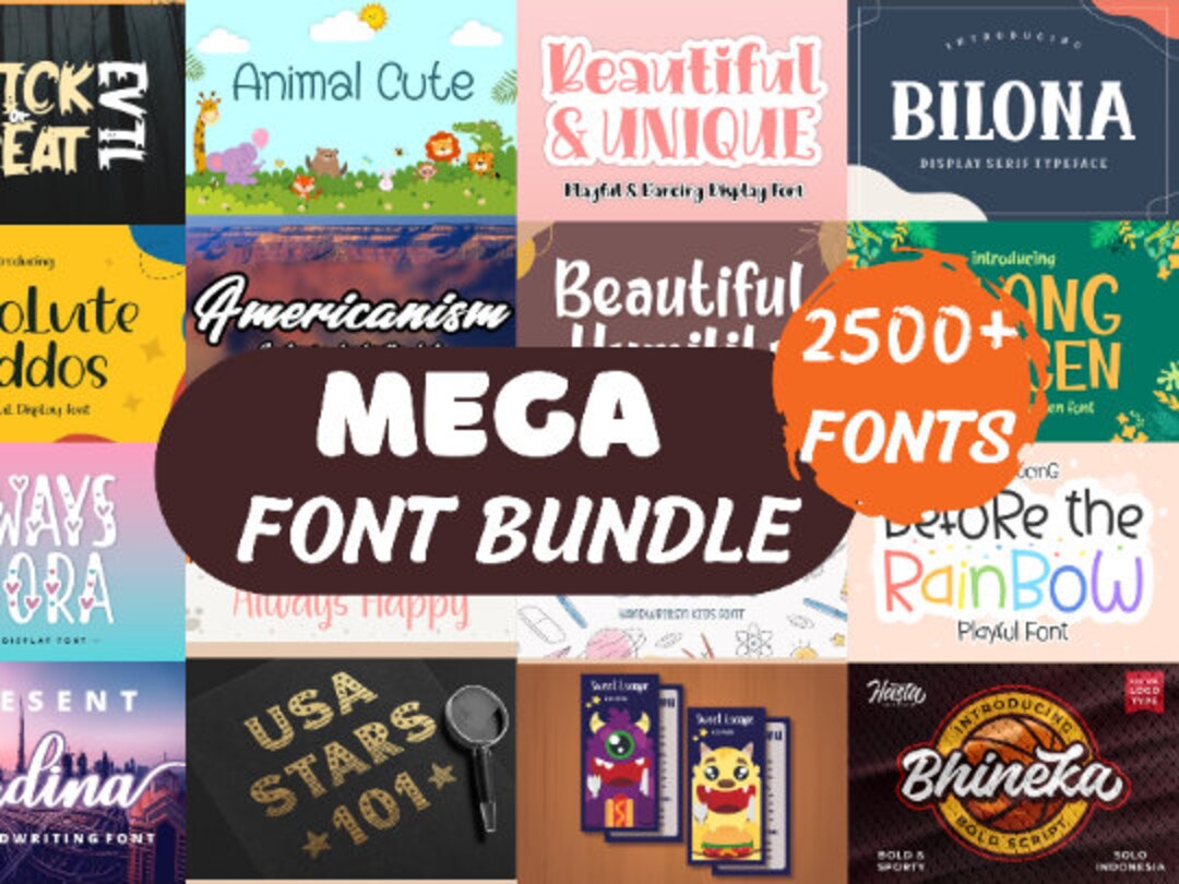 2500 MEGA FONT BUNDLE Branding Font Bundle, Wedding Font Bundle, Modern Font Bundle, Digital ...