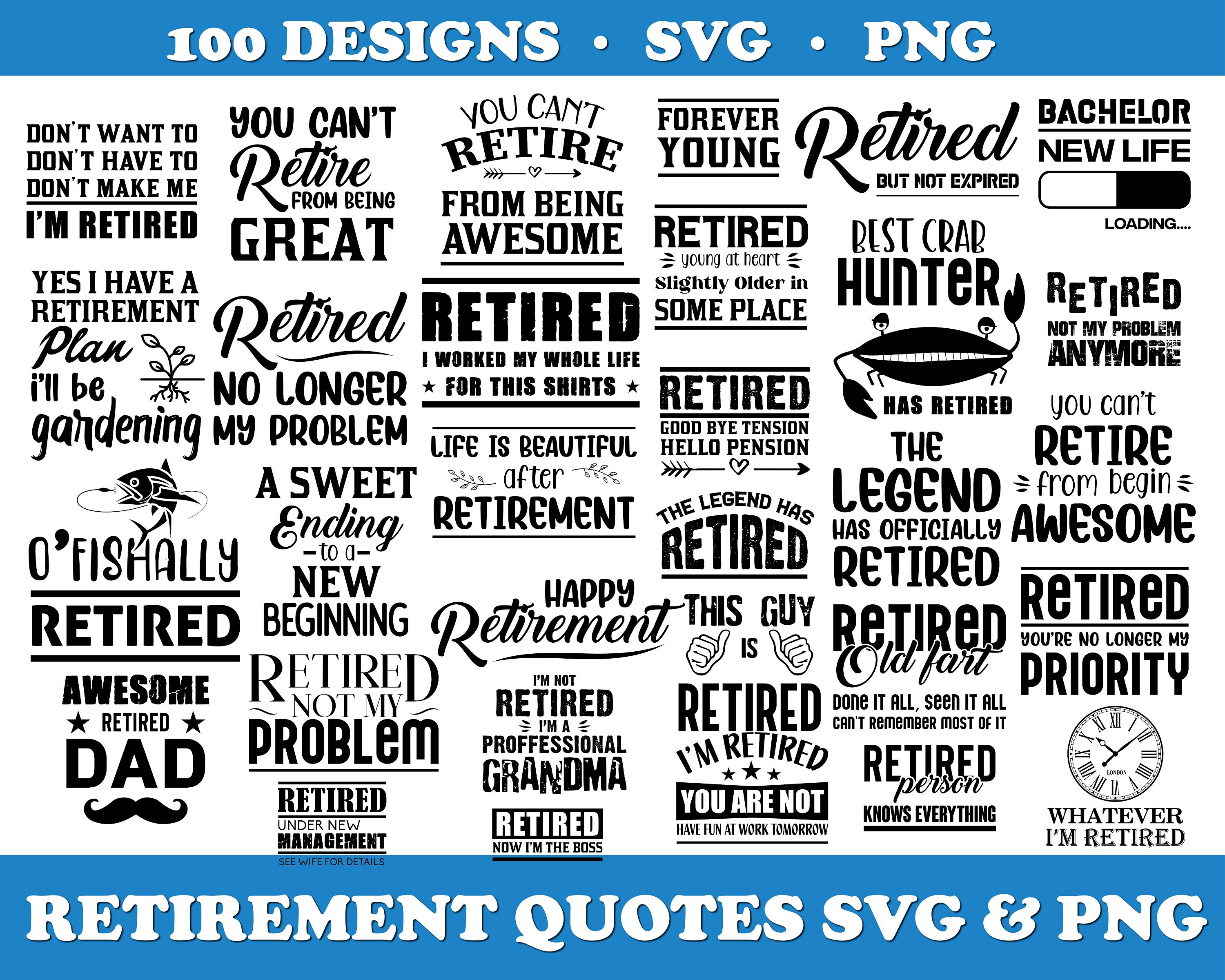 Retirement SVG Bundle, 100 Retirement Sayings, Beer Mug, Officially ...