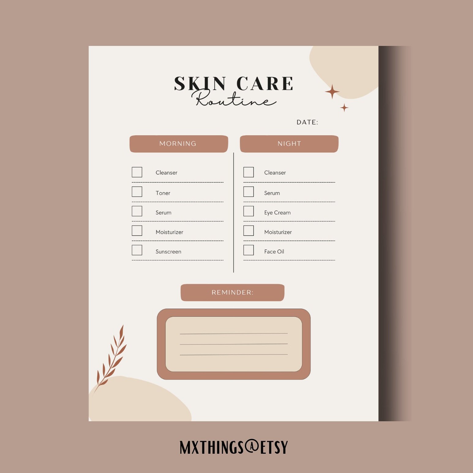 Skincare Routine Checklist Printable Digital Planner to Do List ...