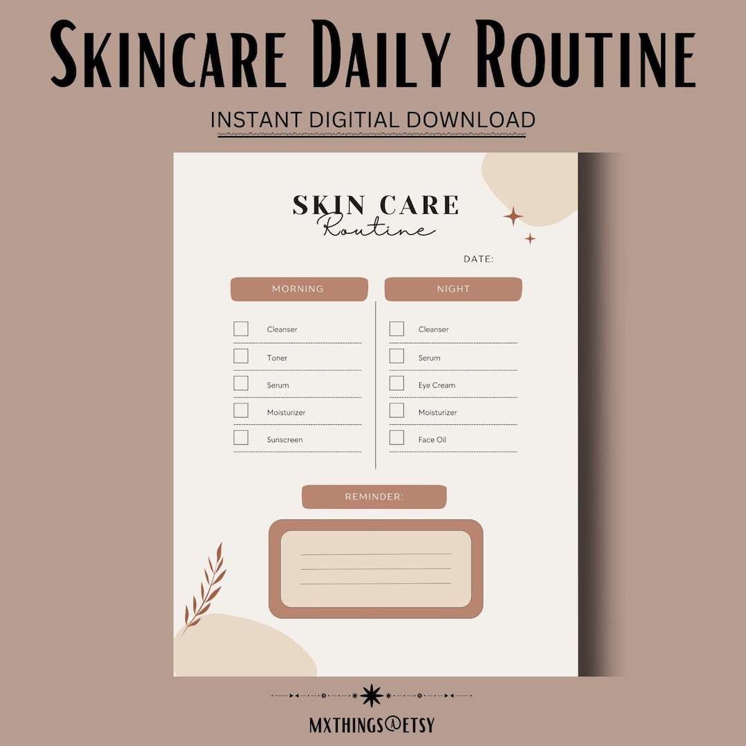 Skincare Routine Checklist Printable Digital Planner to Do List ...