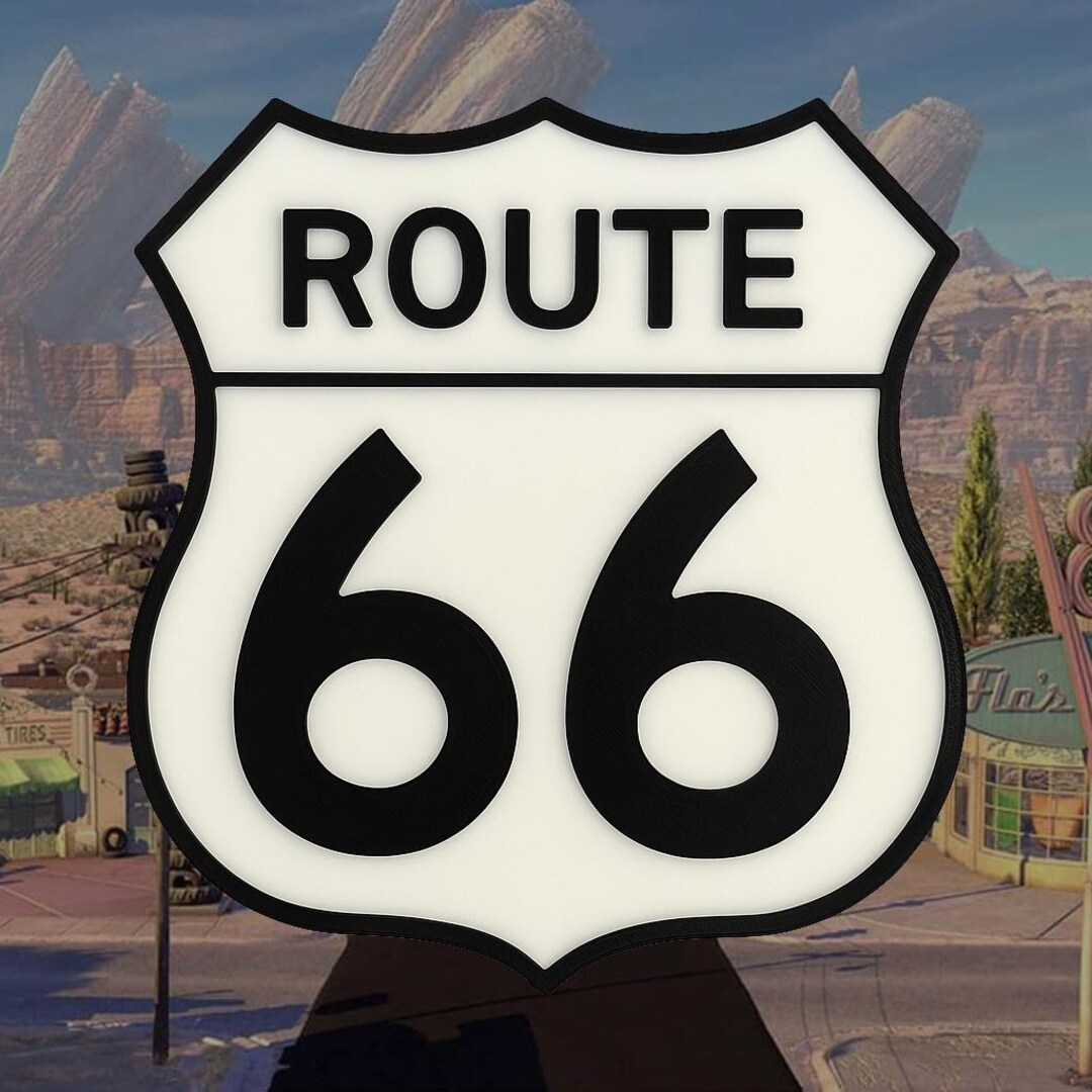 Route 66 Sign Disney Cars Radiator Springs Lightning Mcqueen Plastic ...
