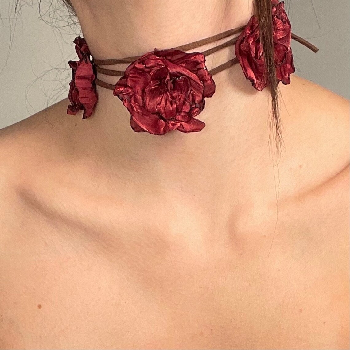 Handmade Charmed Flower Choker With Three Roses - Etsy