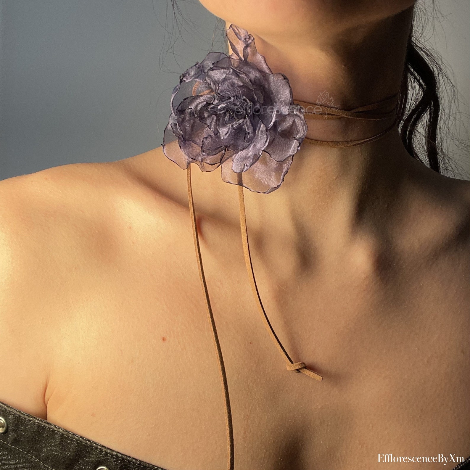 Handmade Corsage Neck Flower/choker in Periwinkle by Efflorescence - Etsy