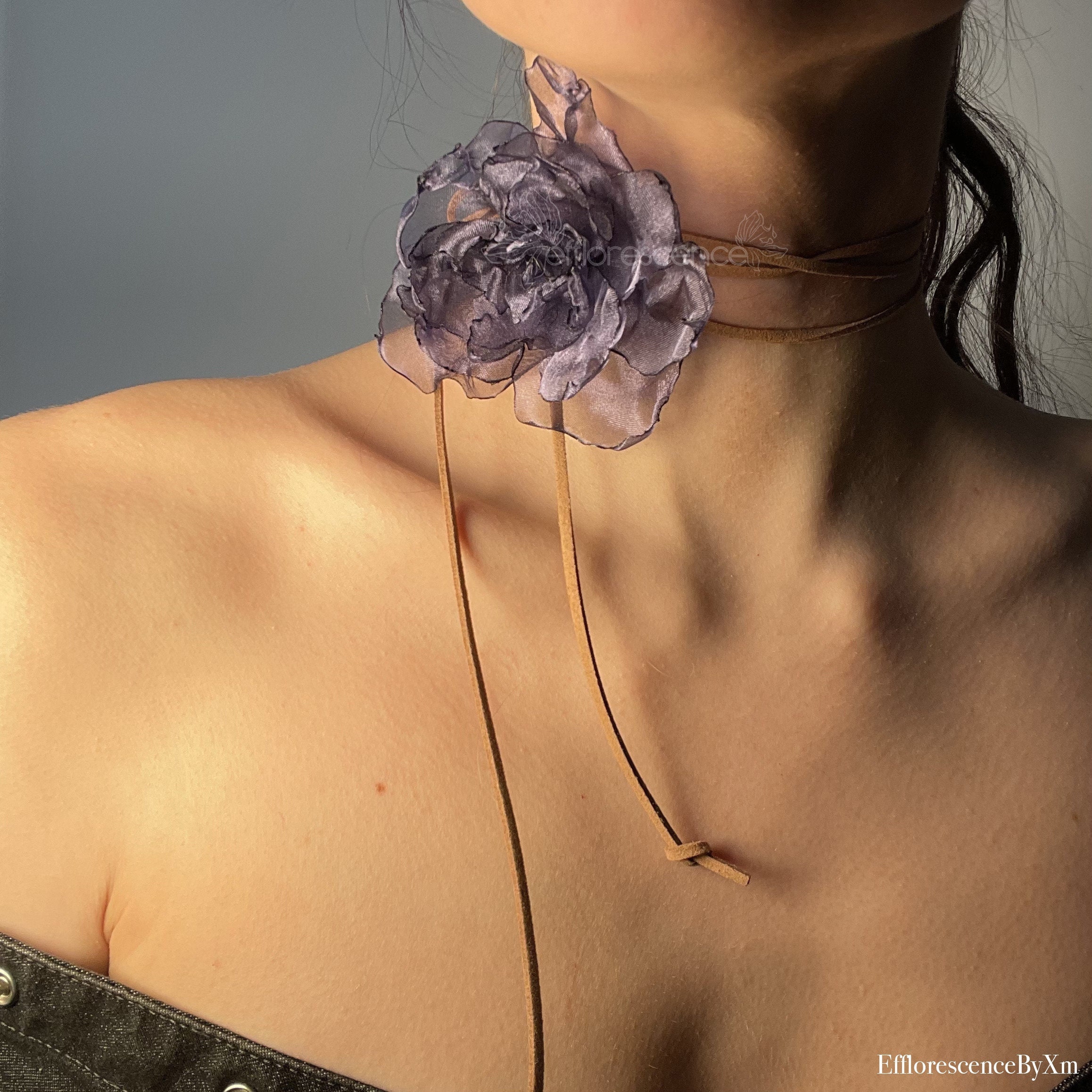 Handmade Corsage Neck Flower/choker in Periwinkle by Efflorescence - Etsy