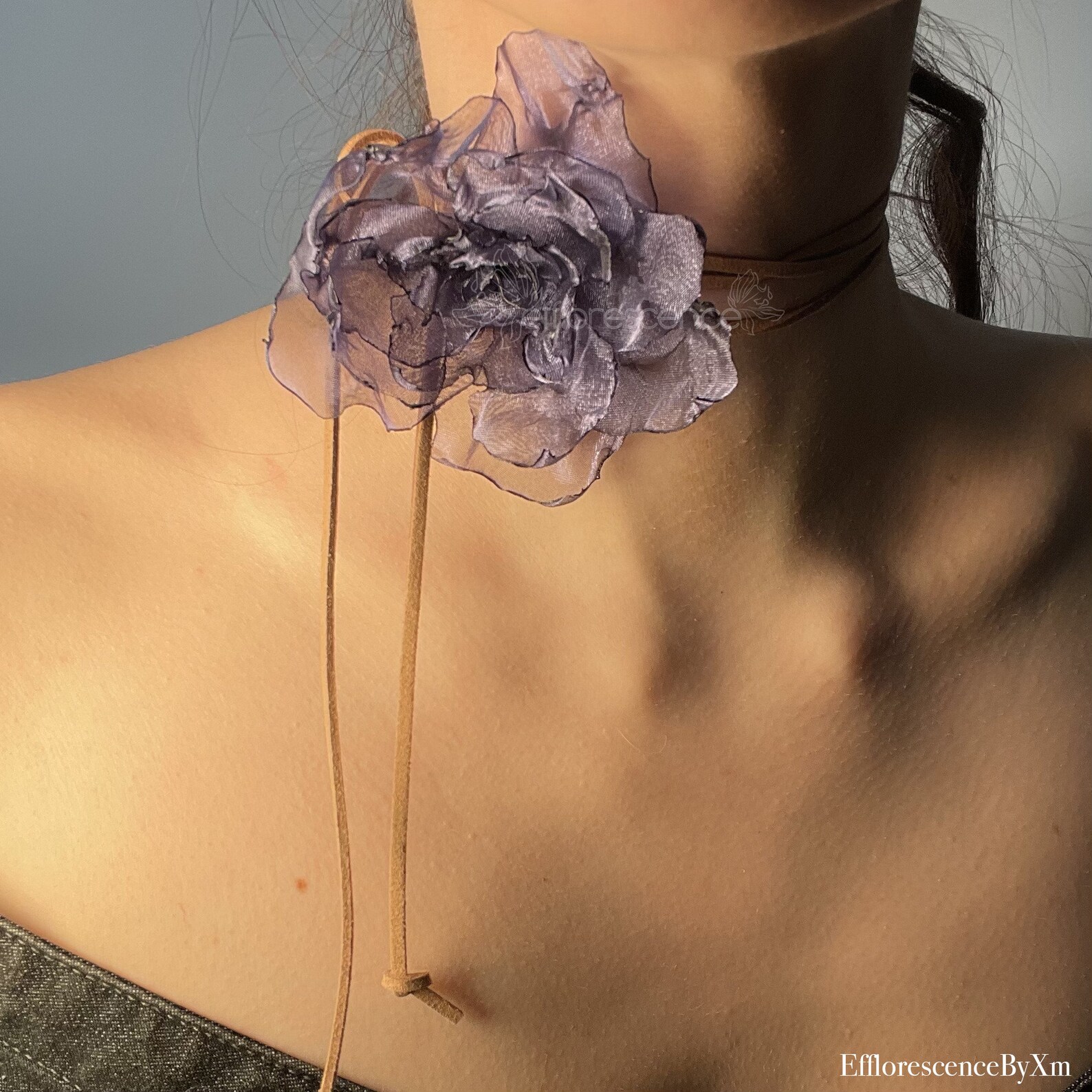 Handmade Corsage Neck Flower/choker in Periwinkle by Efflorescence - Etsy