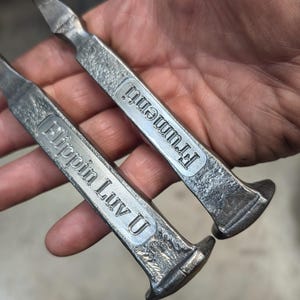 Custom Engraved Railroad Spike Steak Turner: Hand-forged BBQ Tool - Etsy