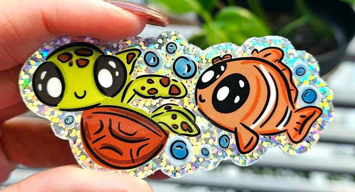 Glitter Finding Nemo Sticker, Squirt, Nemo, Vinyl Sticker, Shiny ...