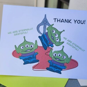 Disney Thank You Card Toy Story Aliens Grateful Cards Toy - Etsy