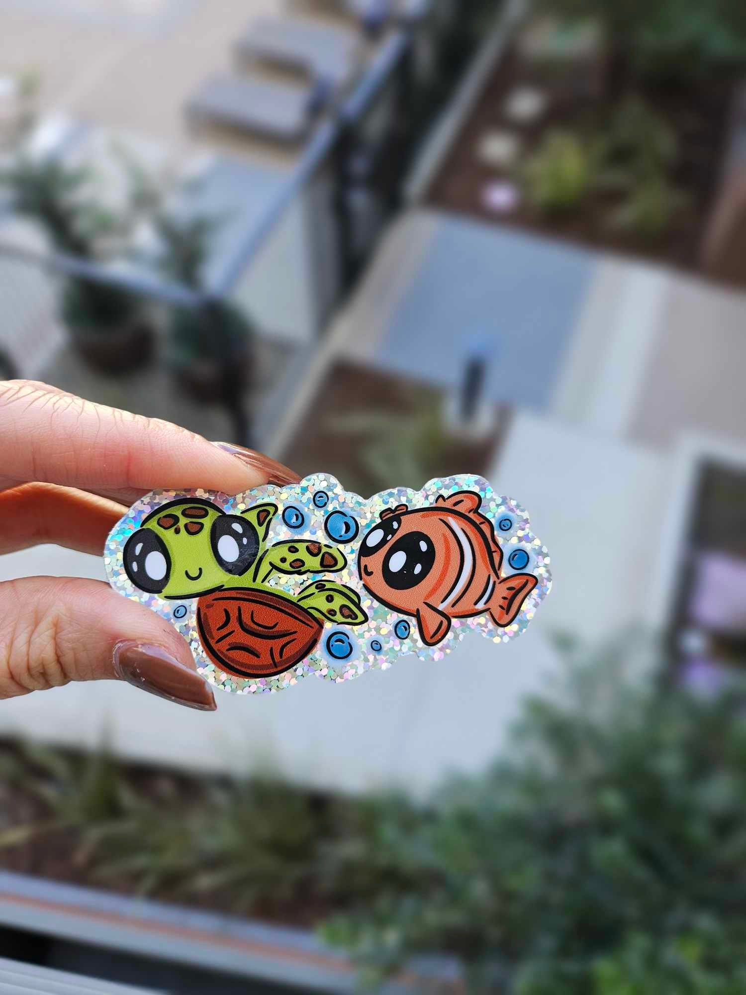 Glitter Finding Nemo Sticker, Squirt, Nemo, Vinyl Sticker, Shiny ...