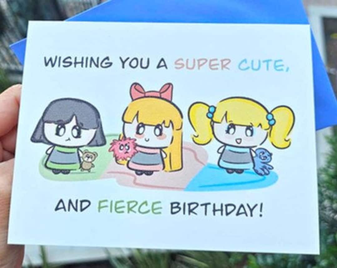Powerpuff Girls Birthday Card, Greeting Card, Happy Birthday, Buttercup ...