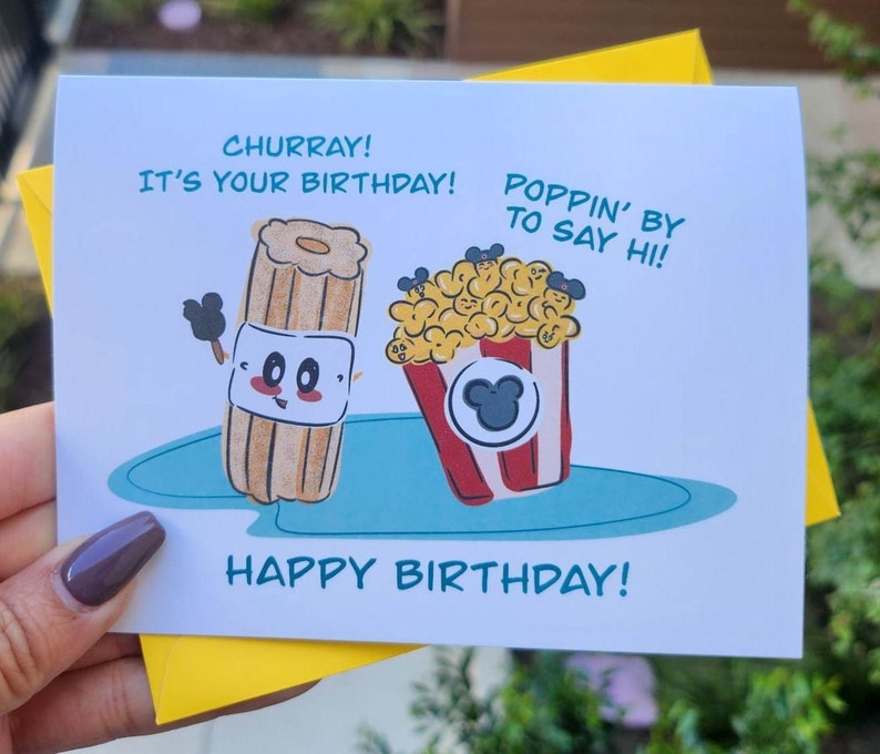 Disney Happy Birthday Cards Disney Food Puns Churro - Etsy