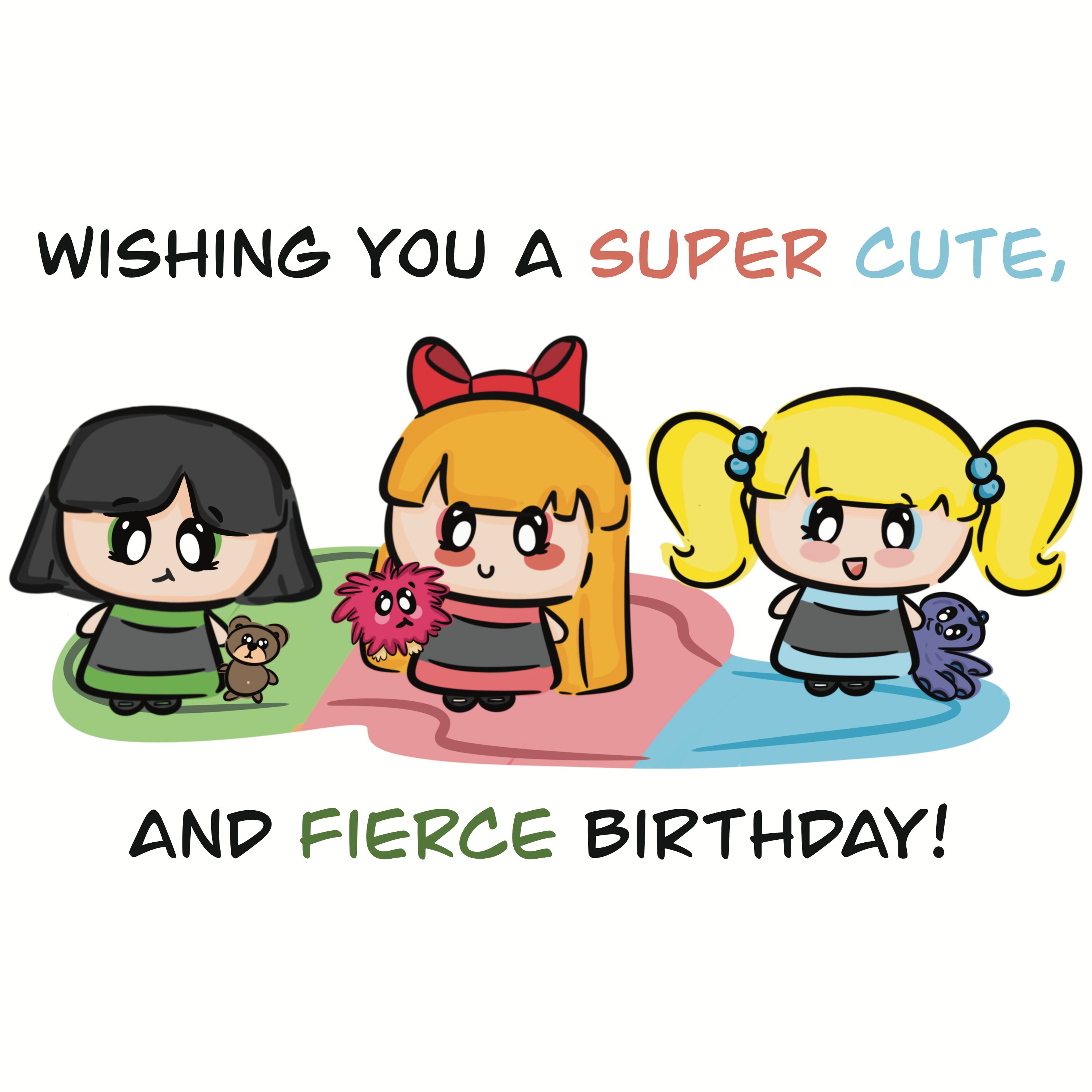 Powerpuff Girls Birthday Card Greeting Card Happy Birthday - Etsy