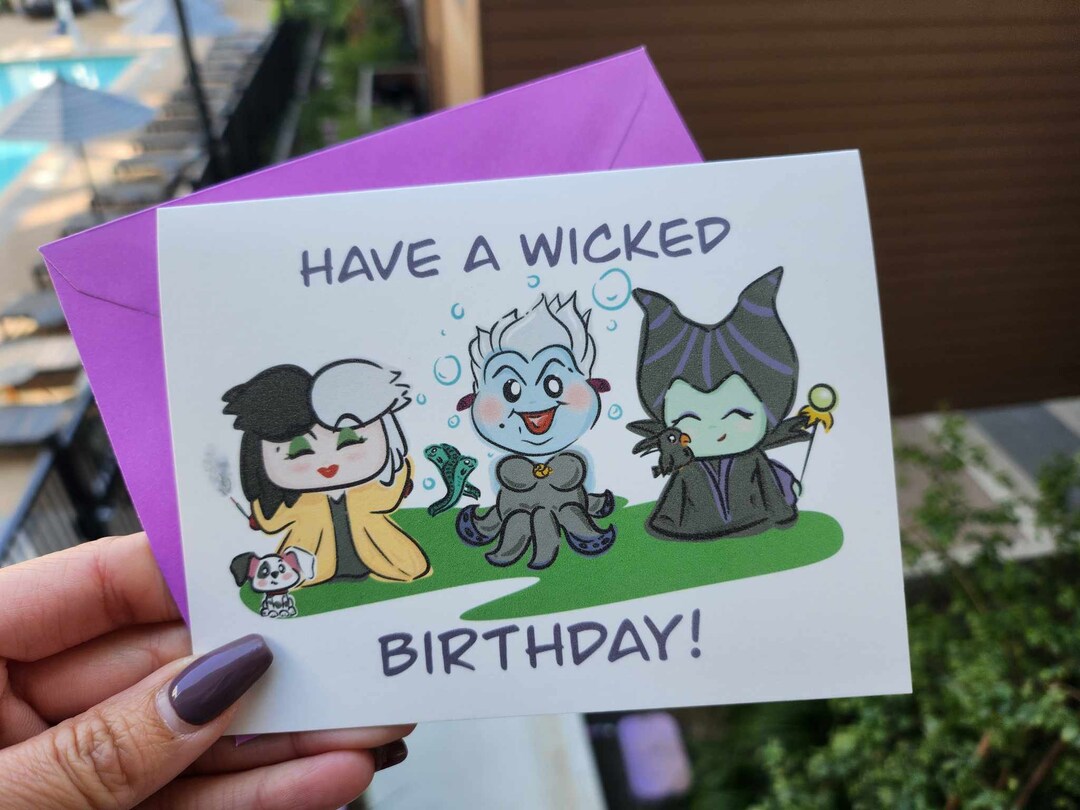 Villain Birthday Cards Greeting Cards, Ursula, Cruella Deville ...