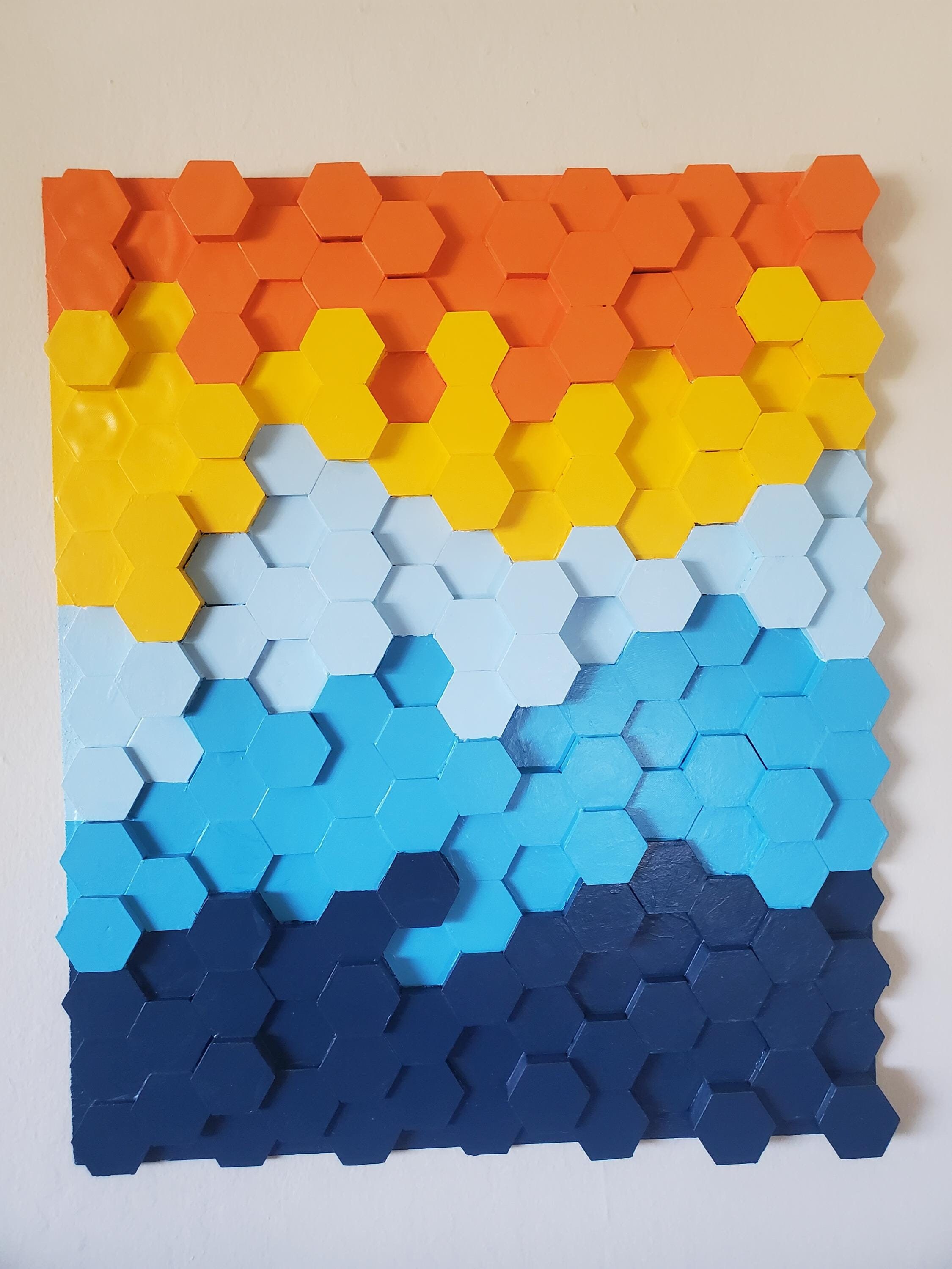 Modern 3D Printed Hexagon Wall Art - Unique Geometric Decor - Etsy