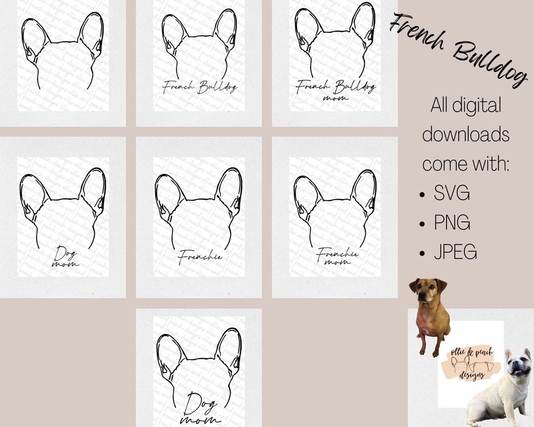 French Bulldog Dog Ear Outline Bundle| French Bulldog Frenchie Mom SVG ...