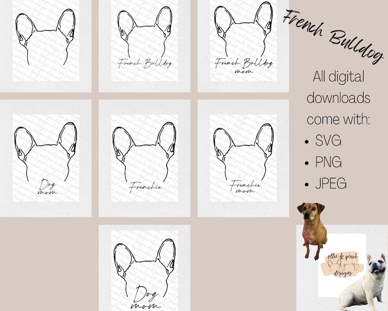 French Bulldog Dog Ear Outline Bundle| French Bulldog Frenchie Mom SVG ...