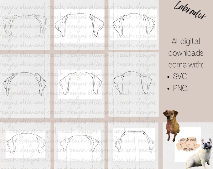 Labrador Retriever Dog Ear Outline SVG Cut File and PNG File for Cricut ...