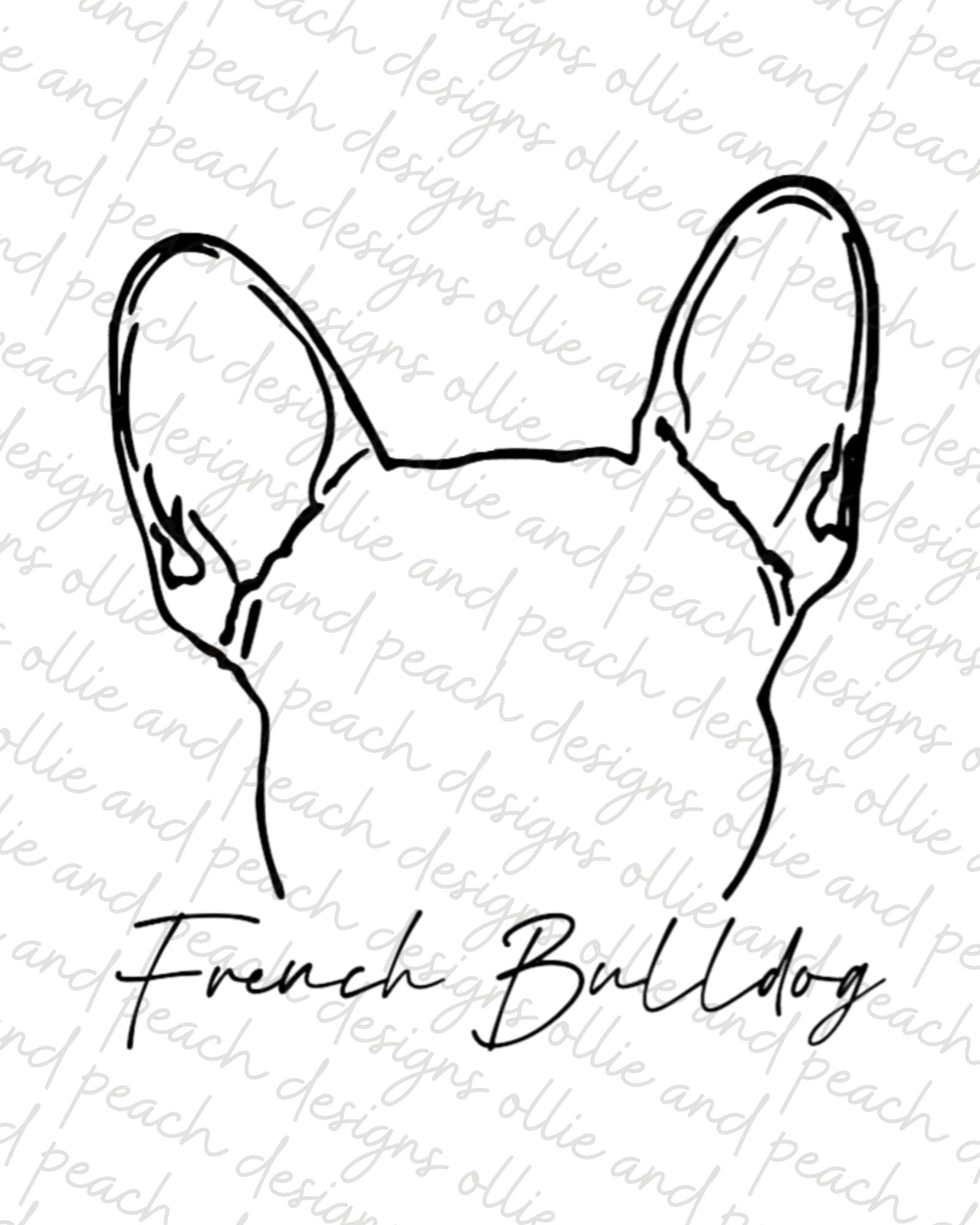 French Bulldog Dog Ear Outline Bundle| French Bulldog Frenchie Mom SVG ...
