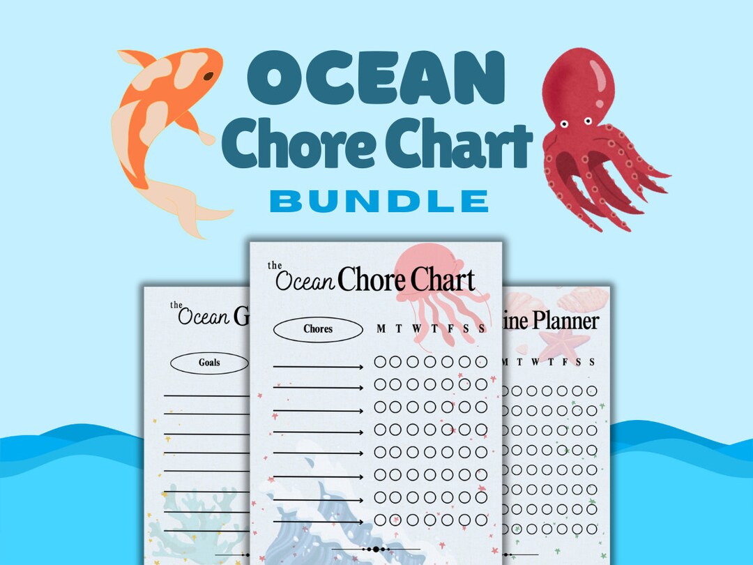 Kids Chore Chart Bundle Ocean Themed | Printable Chore Chart | Morning ...