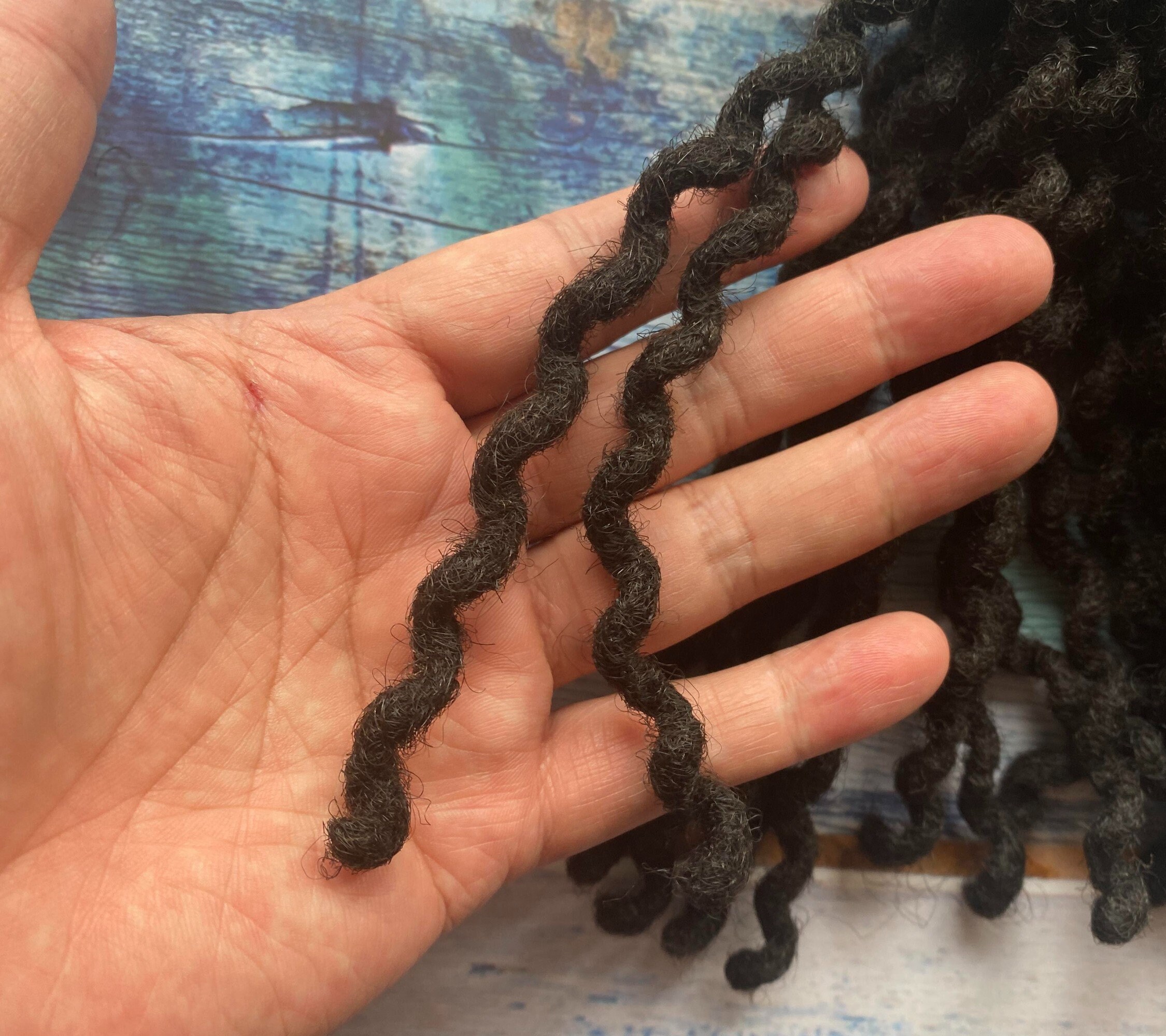 Handmade Deep Wave Human Hair Loc Extensions: Natural Black Dreadlocks ...