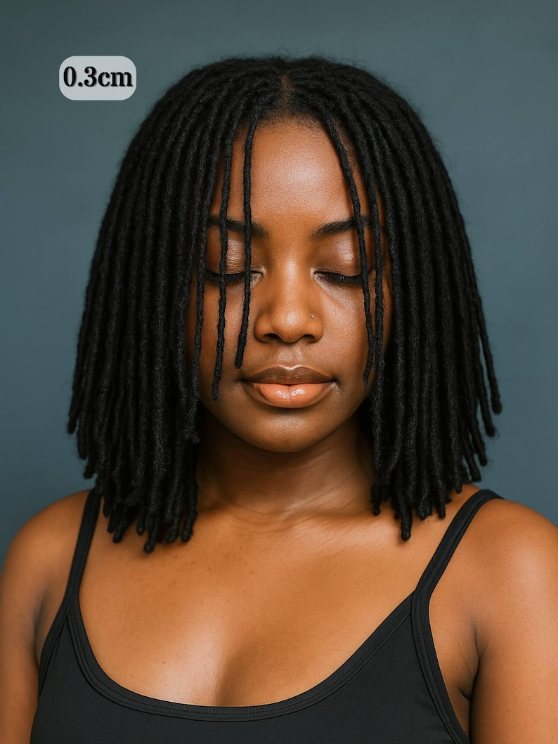 100% Human Hair Microlocs Extensions: Natural Black Sisterlocs Style - Etsy