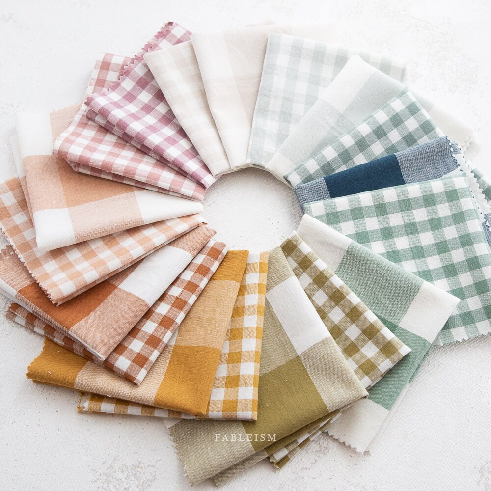 Merit Pink Gingham Fabric by Fableism Pink/orange Gingham Fabric ...