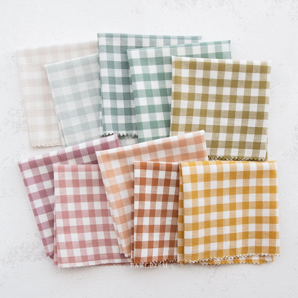 Merit Pink Gingham Fabric by Fableism Pink/orange Gingham Fabric ...
