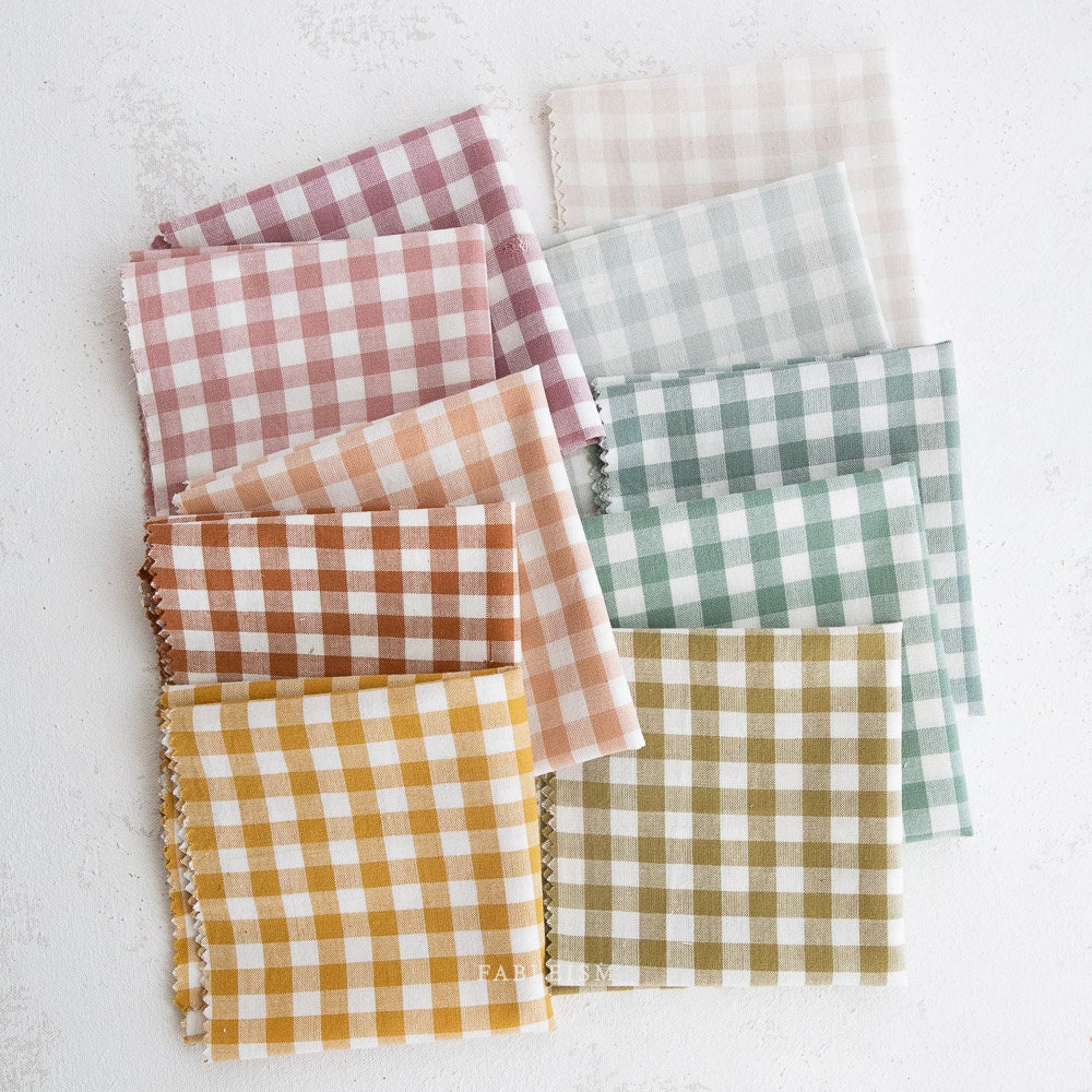 Merit Pink Gingham Fabric by Fableism Pink/orange Gingham Fabric ...
