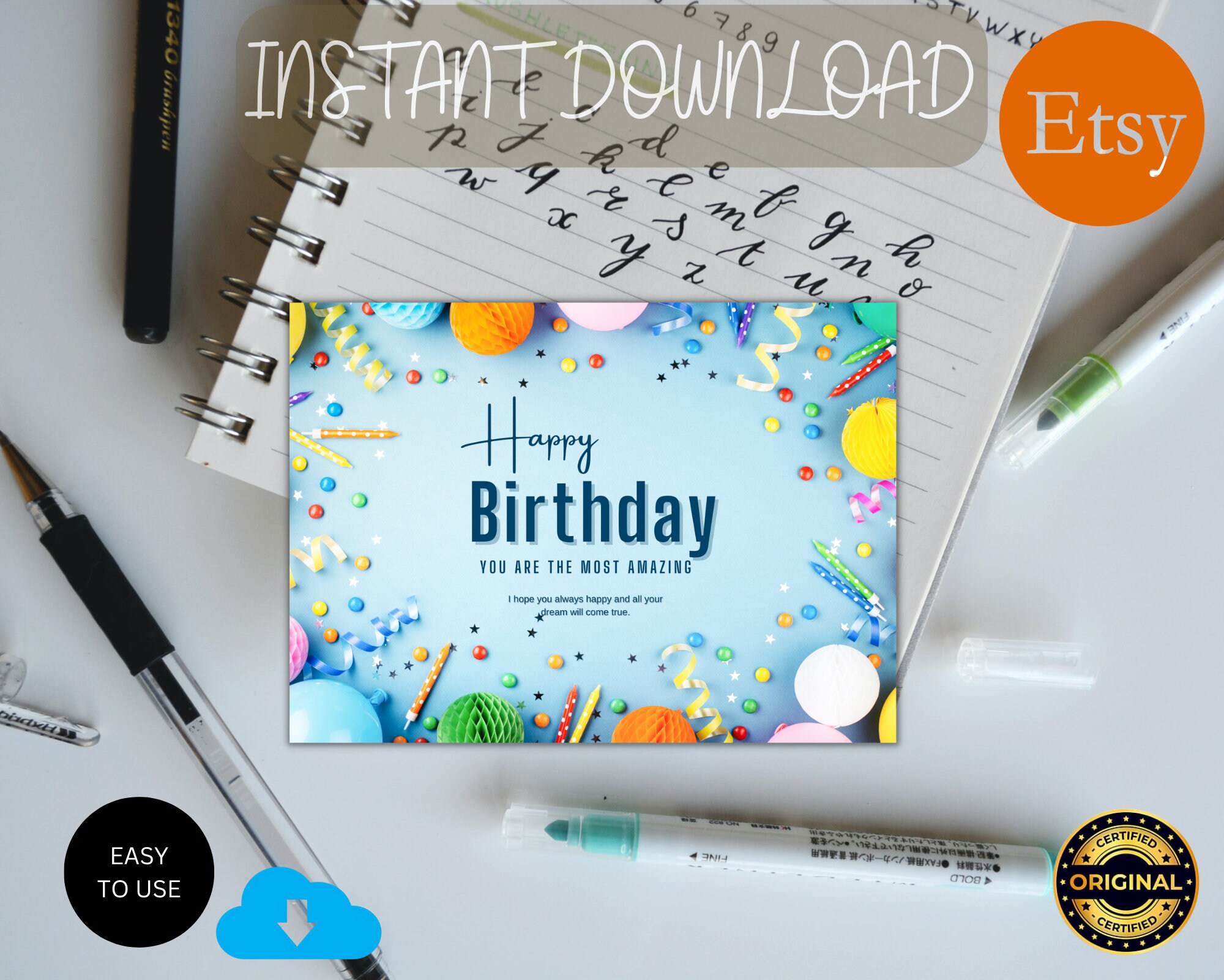 Happy Birthday Card Landscape Editable Birthday Invitation - Etsy