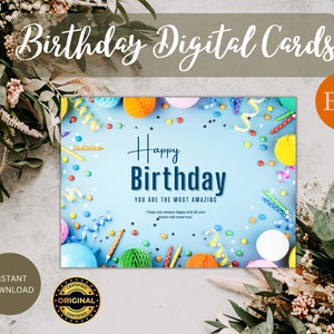 Happy Birthday Card Landscape Editable Birthday Invitation - Etsy
