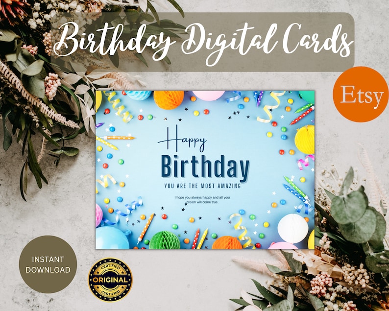 Happy Birthday Card Landscape Editable Birthday Invitation - Etsy