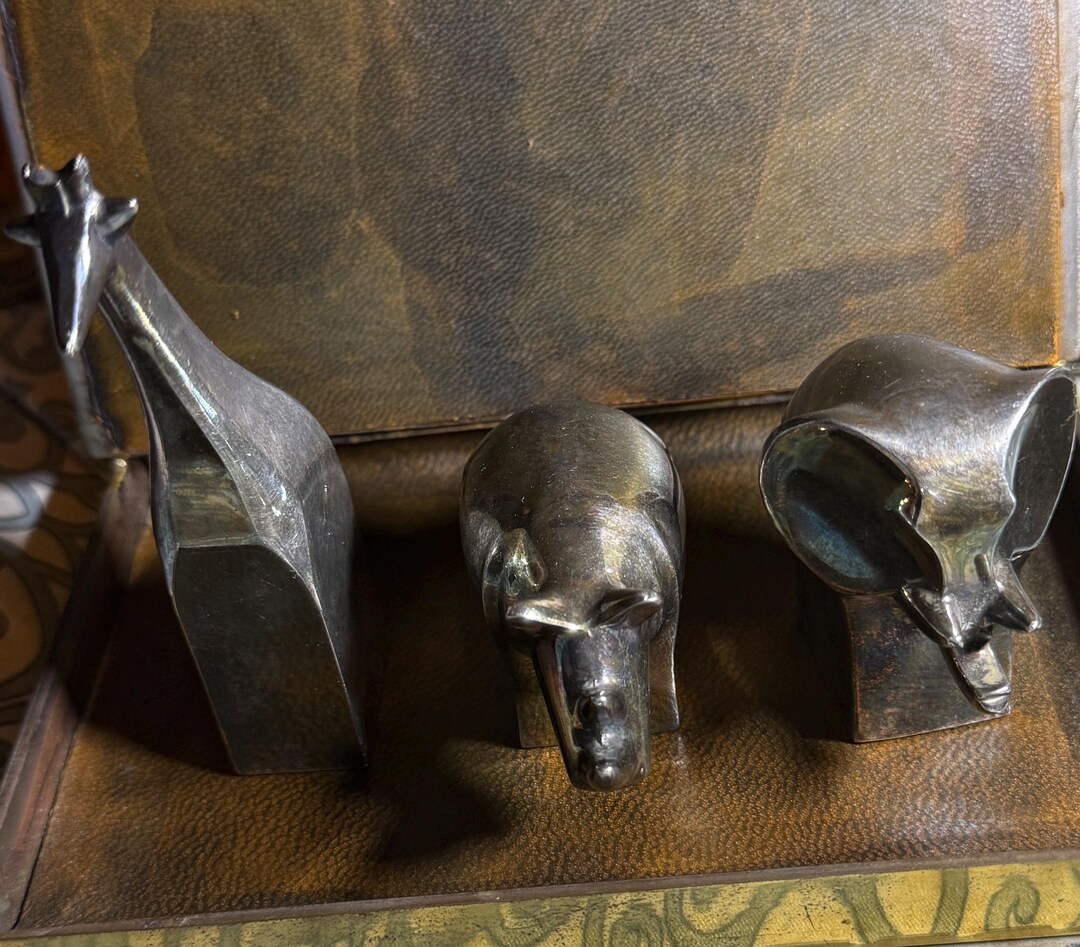 Dansk Silver Plated Animal Figurines. Adorable Rhinoceros, Elephant and ...