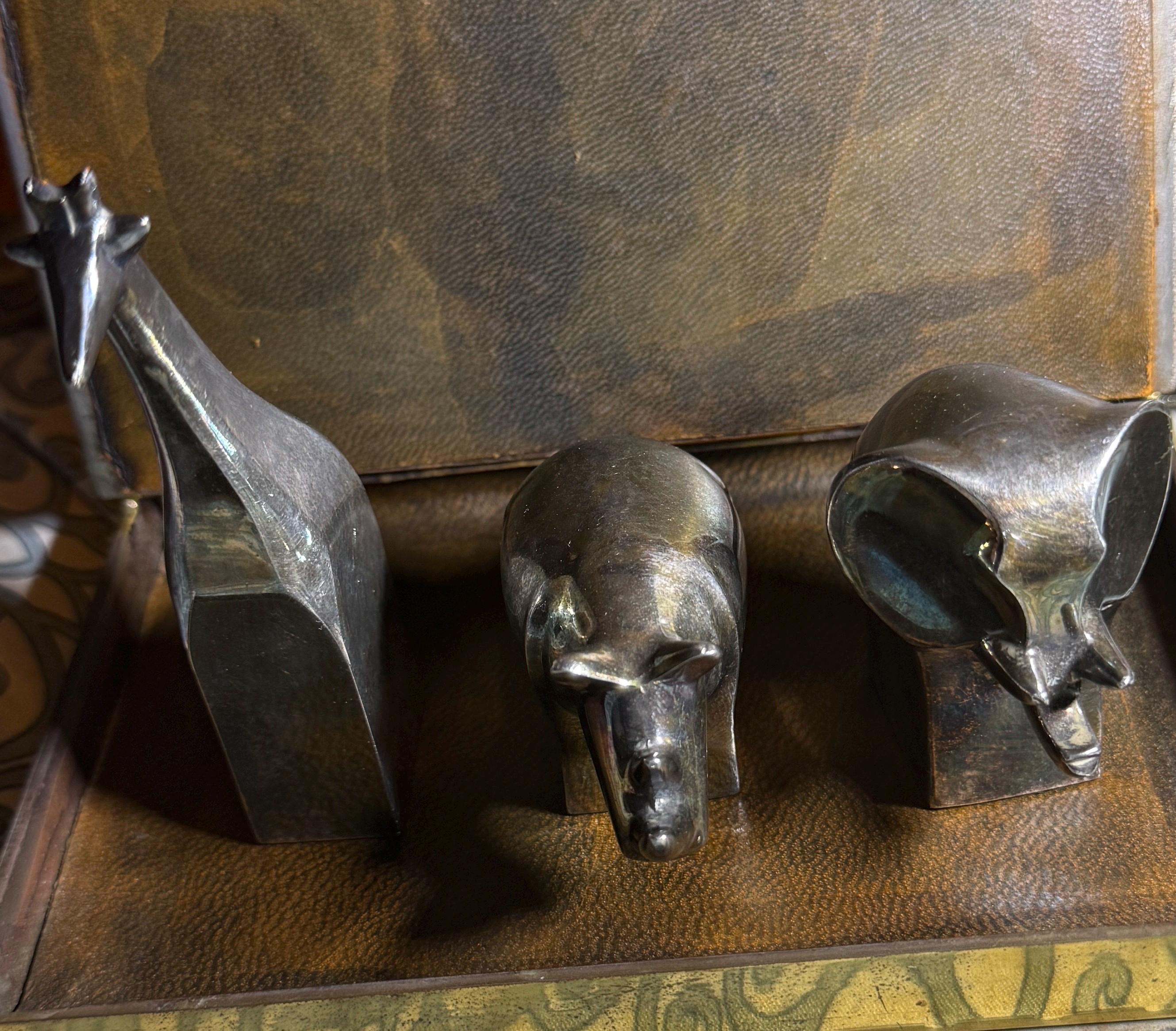 Dansk Silver Plated Animal Figurines. Adorable Rhinoceros, Elephant and ...