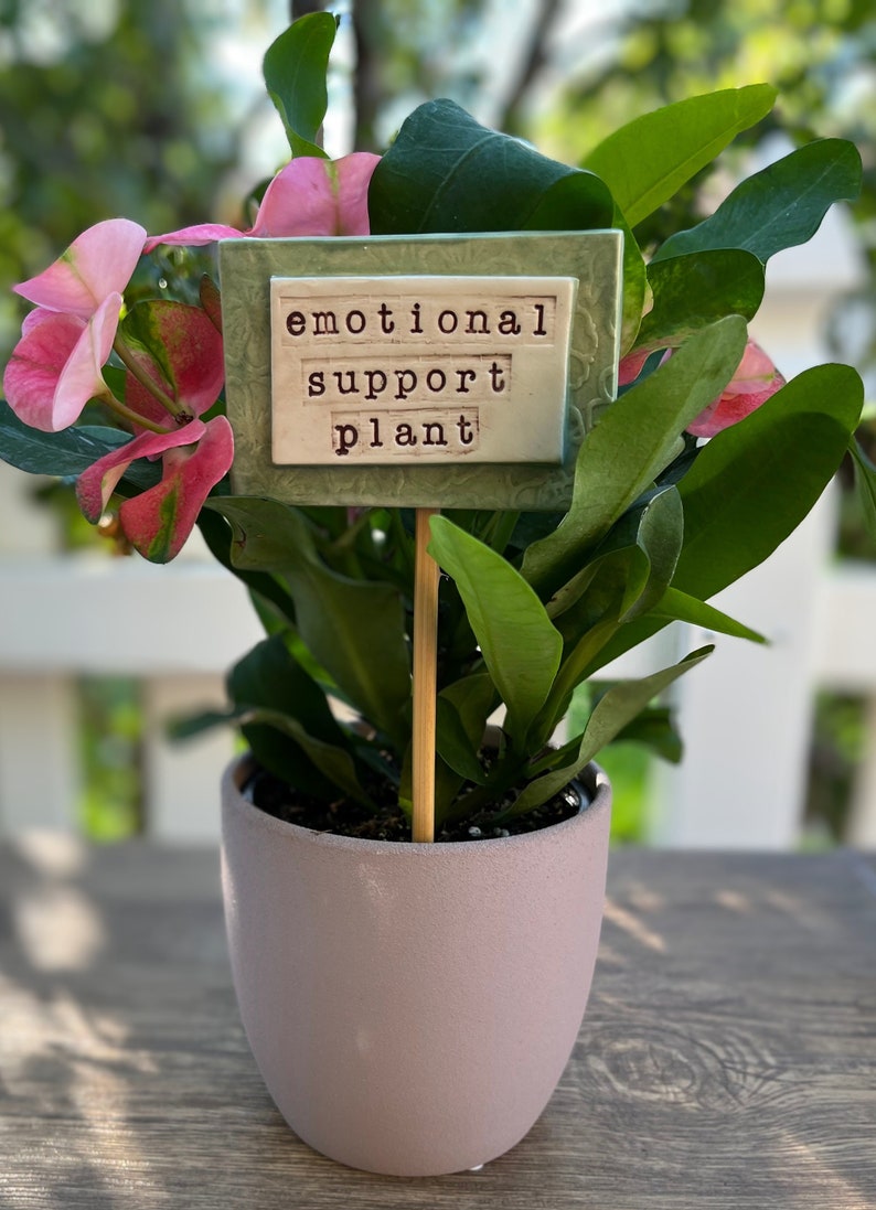 Handmade Ceramic Emotional Support Plant Marker: Garden Decor - Etsy