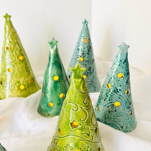 Decorative Ceramic Tree, Handmade Christmas Tree Luminary, Holiday ...