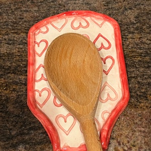 Ceramic Heart Spoon Rest | Love Spoon Rest | Large Spoon Holder | Large ...