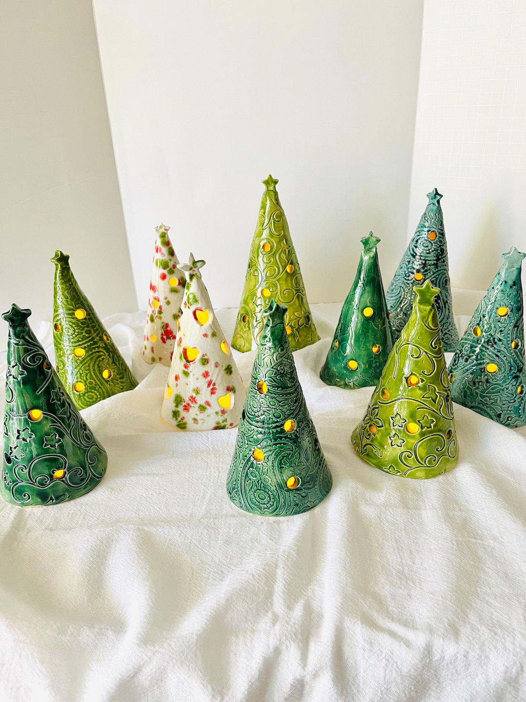 Handmade Ceramic Christmas Tree Luminary: Holiday Tea Light Decor - Etsy