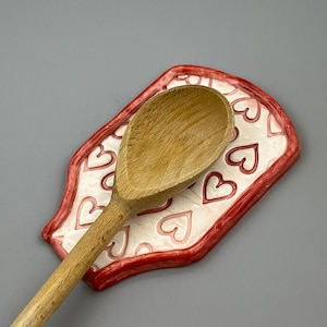 Ceramic Heart Spoon Rest | Love Spoon Rest | Large Spoon Holder | Large ...