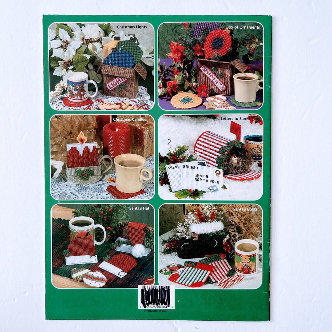 House of White Birches Plastic Canvas Christmas Coasters & Holder 6 ...