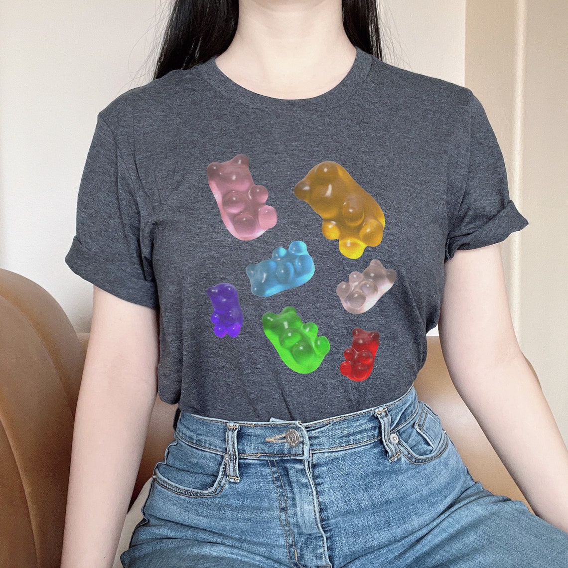 Gummy Bear T-shirt, Kawaii Teddy Bear Crewneck - Etsy
