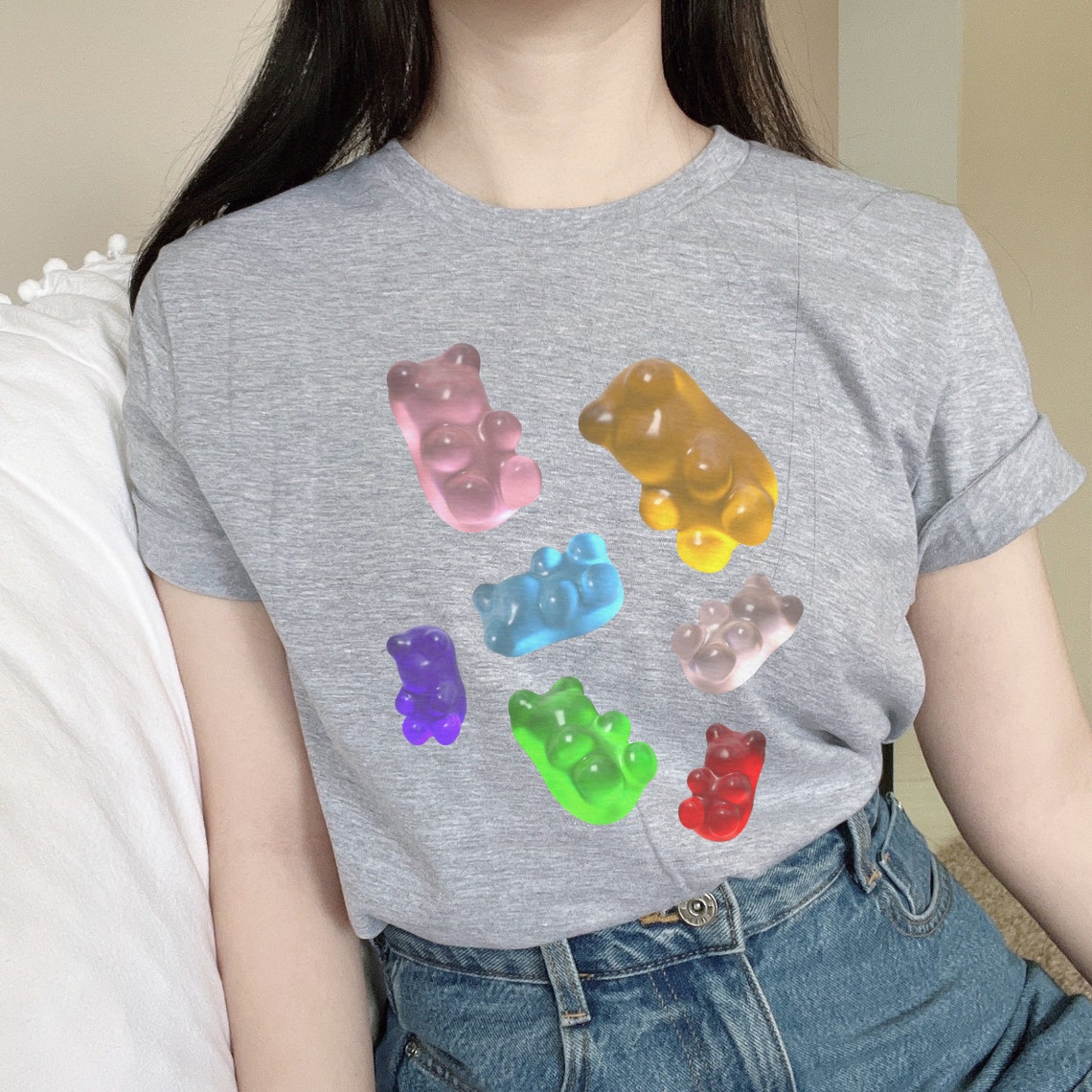 Gummy Bear T-shirt, Kawaii Teddy Bear Crewneck - Etsy