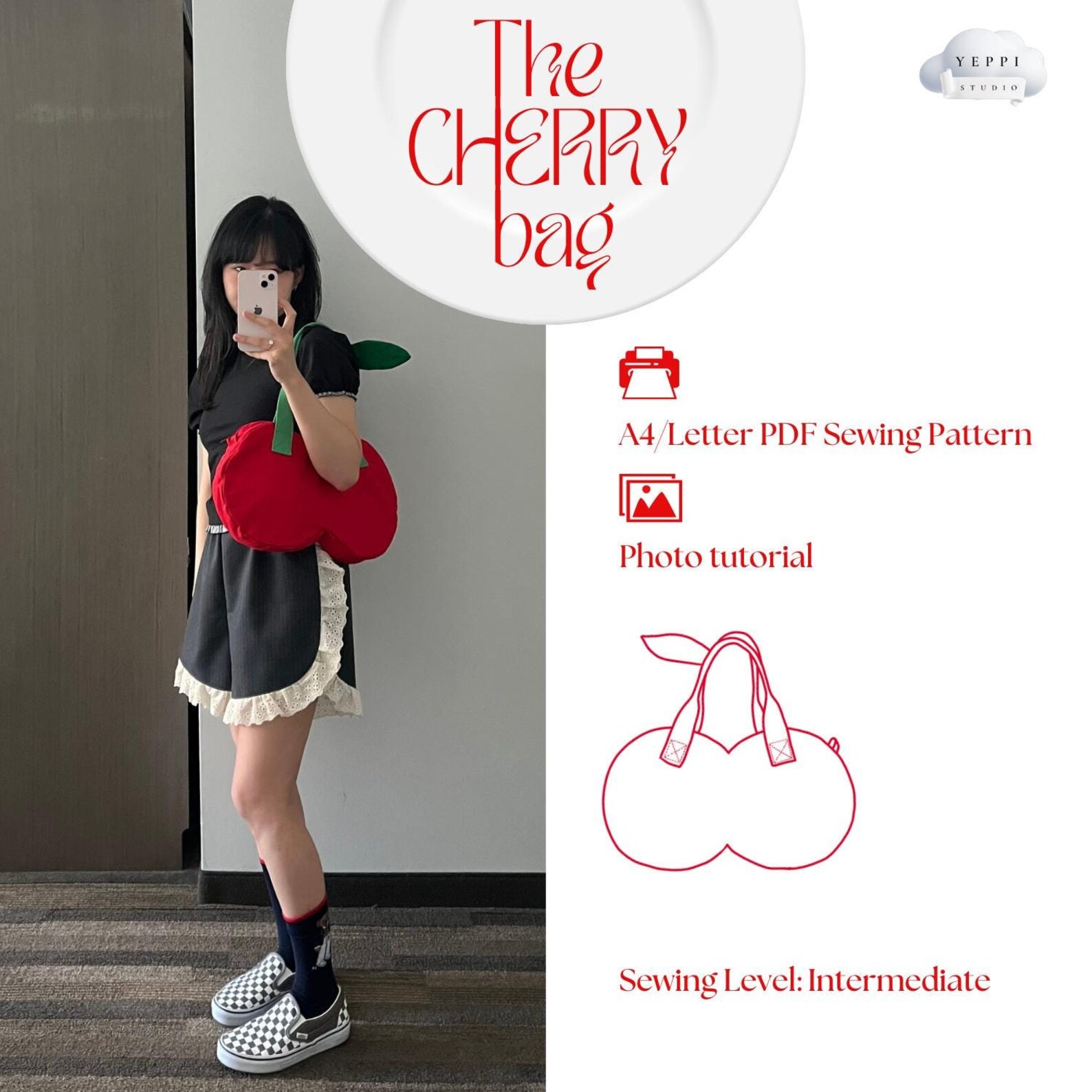 The Cherry Bag Sewing Pattern, Cherry Shoulder Bag Sewing Pattern With ...