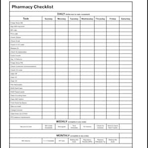 Pharmacy Checklist 2026 - Etsy