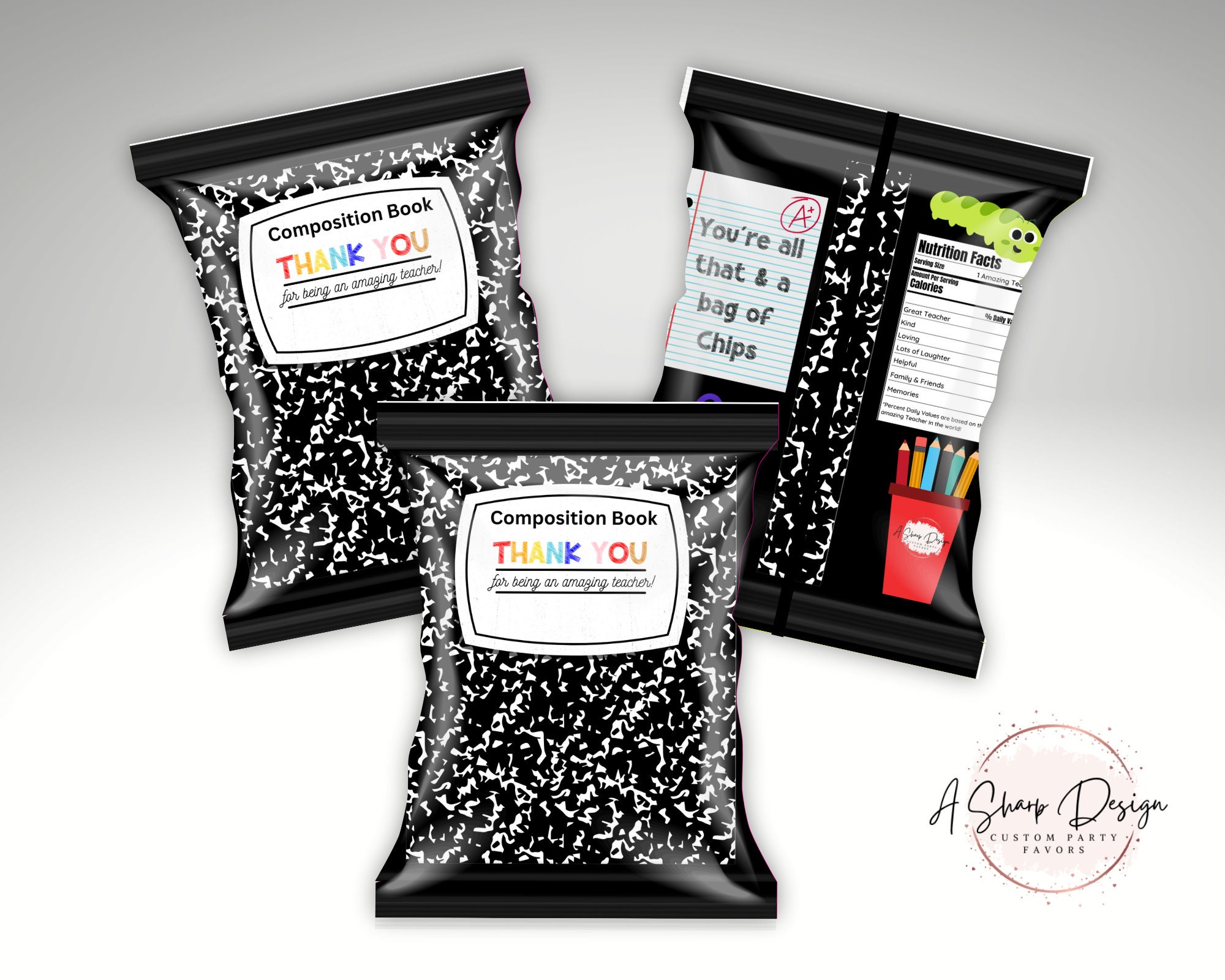 Teacher Appreciation Treat Bag Chip Bag Favor Bag Instant Download May ...