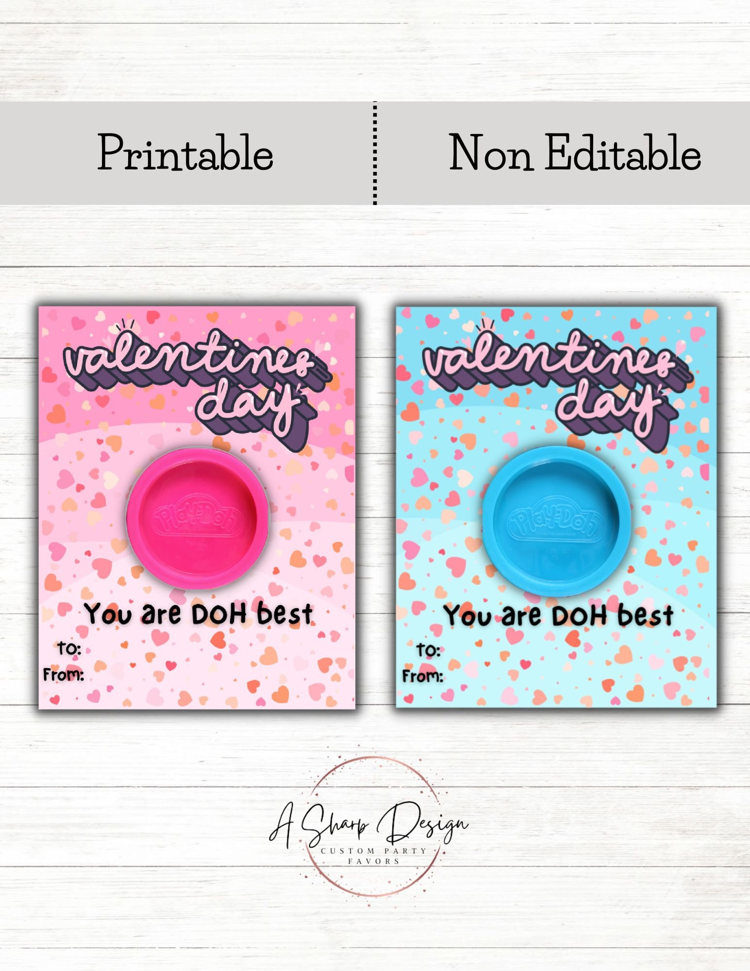 Valentine's Day, Play Doh, Printable Cards, Digital Download, Happy ...