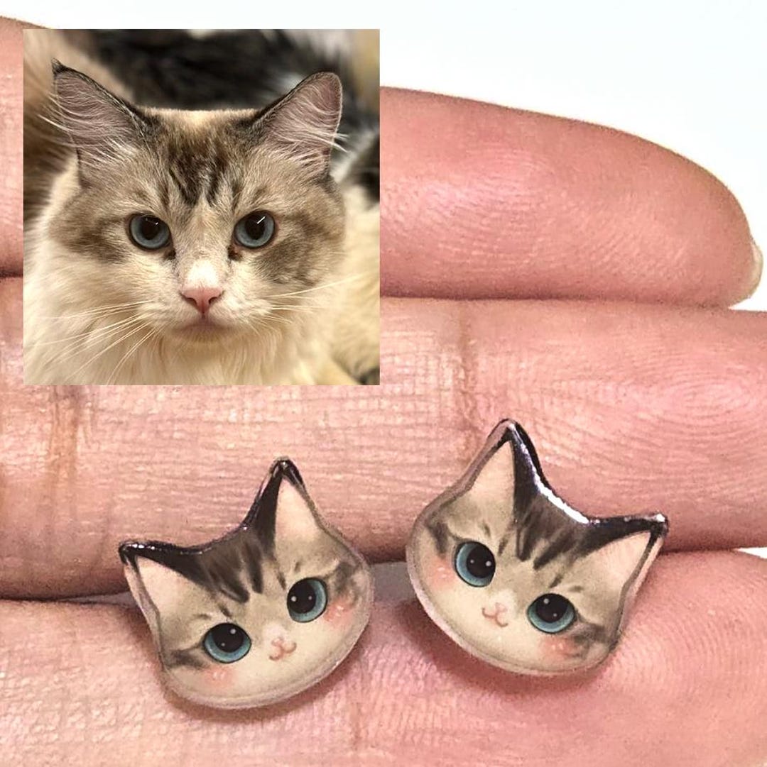 Hand Painted Pet Chibi Anime Portrait Earrings, Digital Painting Pet ...
