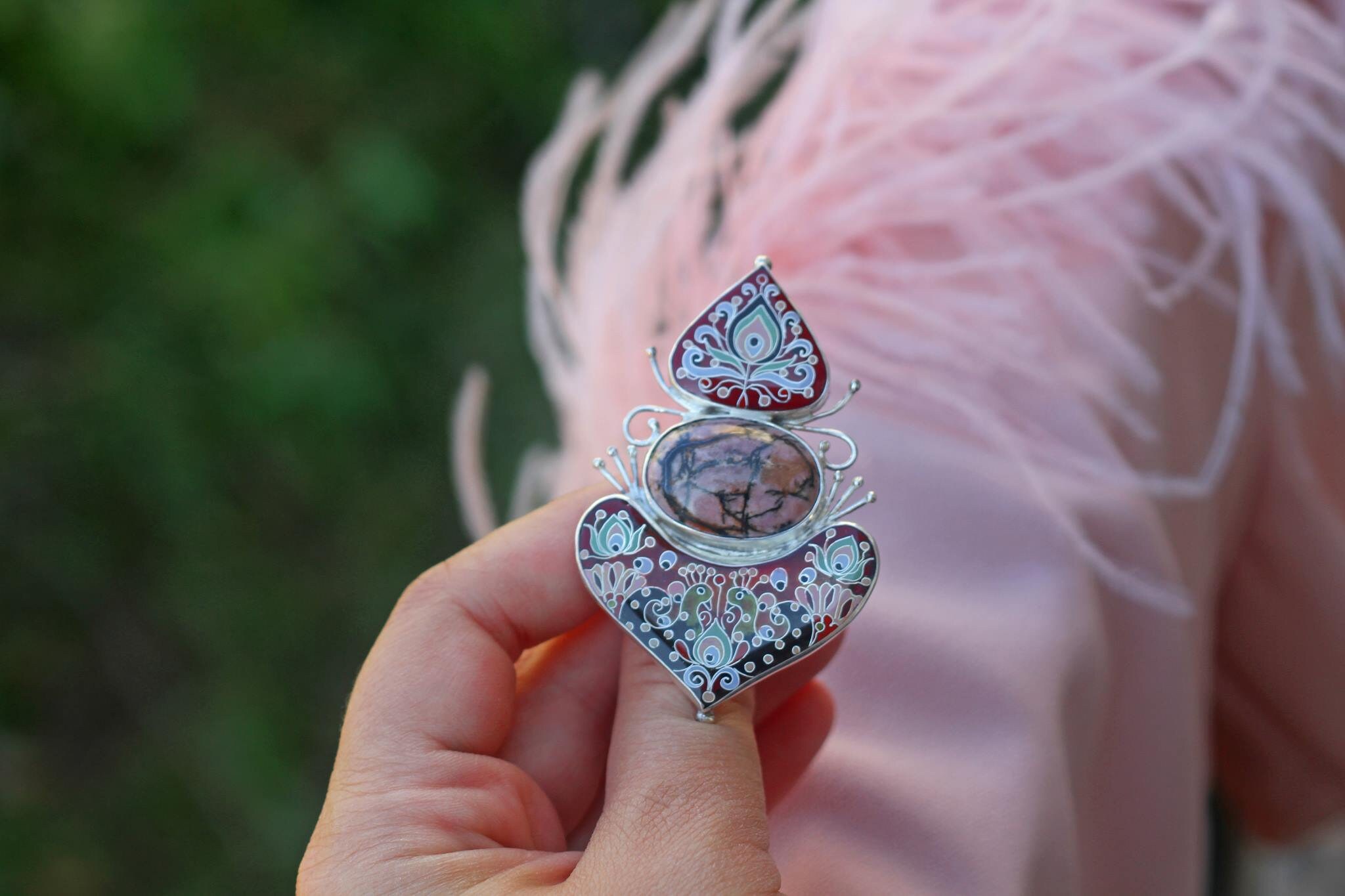 Adjustable Sterling Silver Statement Ring With Natural Carnelian Stone ...