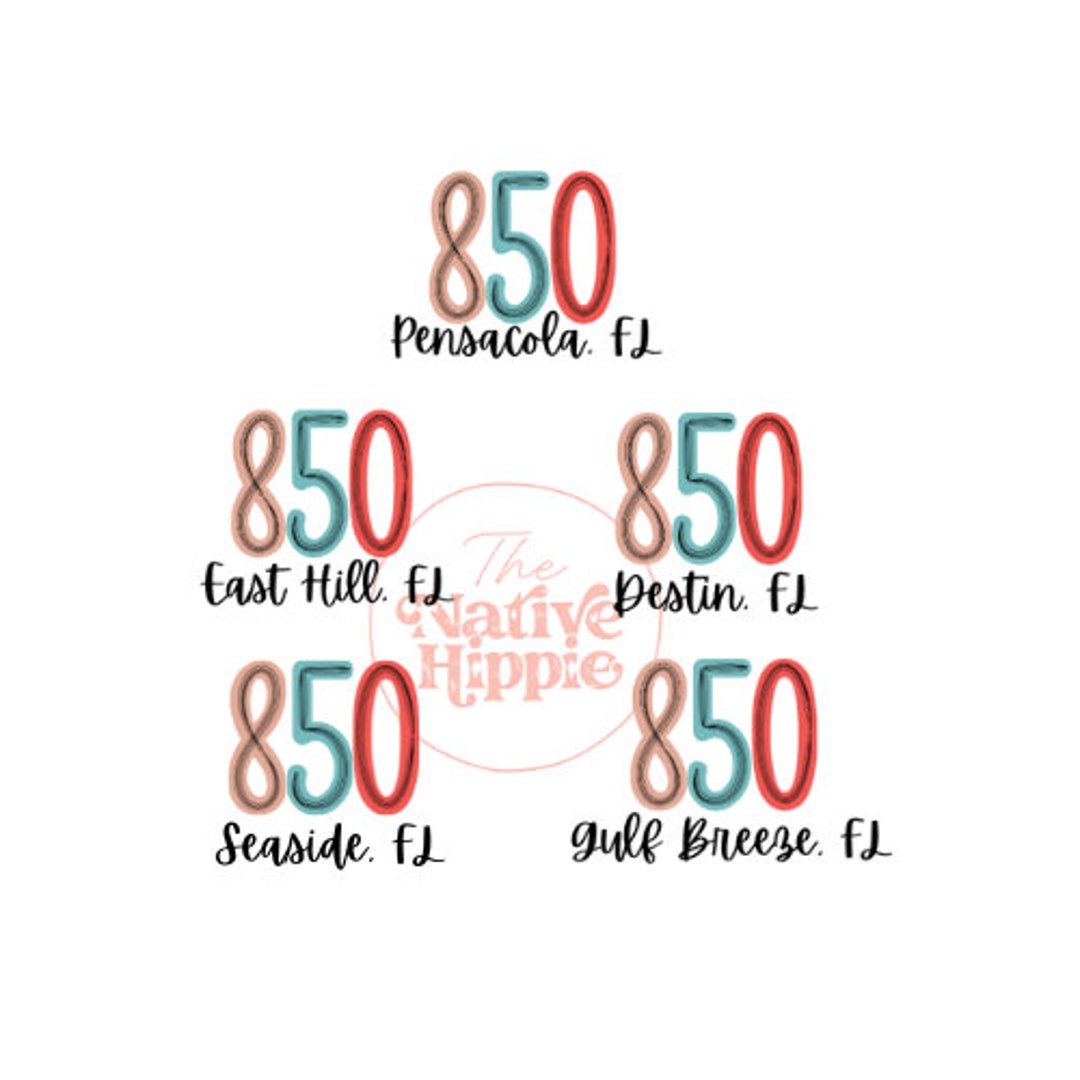 850, Florida Area Code, City PNG - Etsy