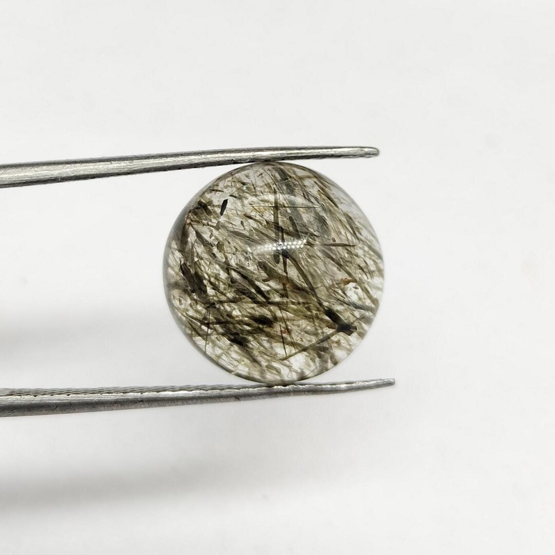 7 Carat, Natural Green Rutile Quartz Round Shape Gemstone 12x12x6 MM ...
