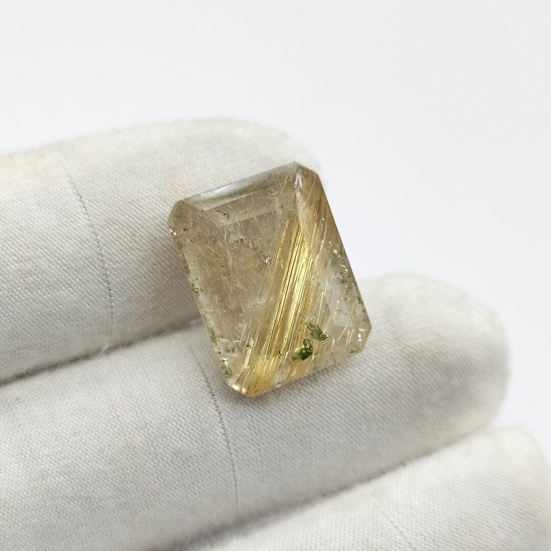 Emerald Cut Golden Rutile Quartz, Size- 18x13x9mm, 15.70 Cts Natural ...